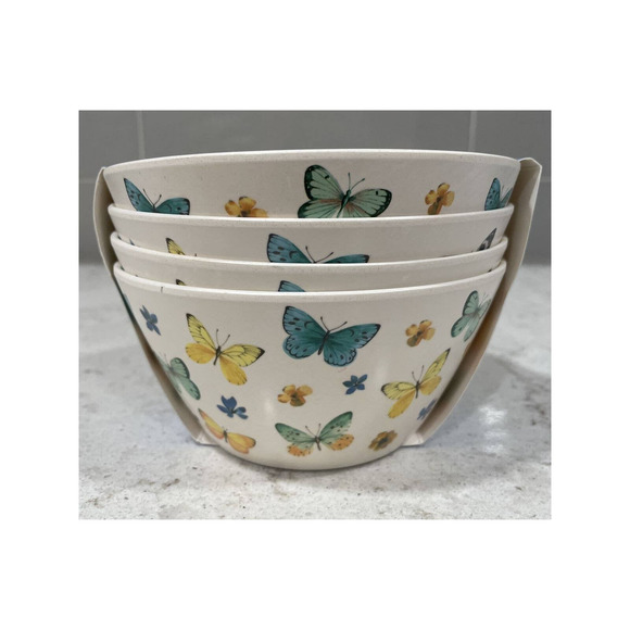 Harvest Green Studio | Dining | Set 4 Butterflies Flowers Bowls Harvest ...